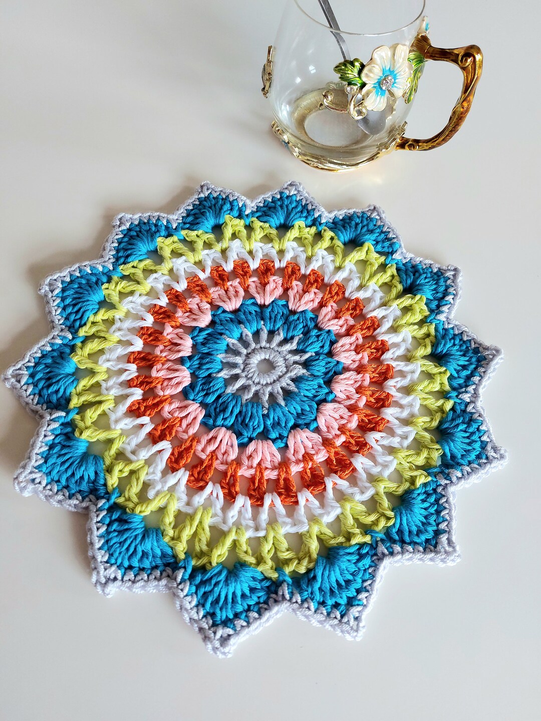 Mandala Table Mat Doily Table Mat Mandala Blue Mixture - Etsy