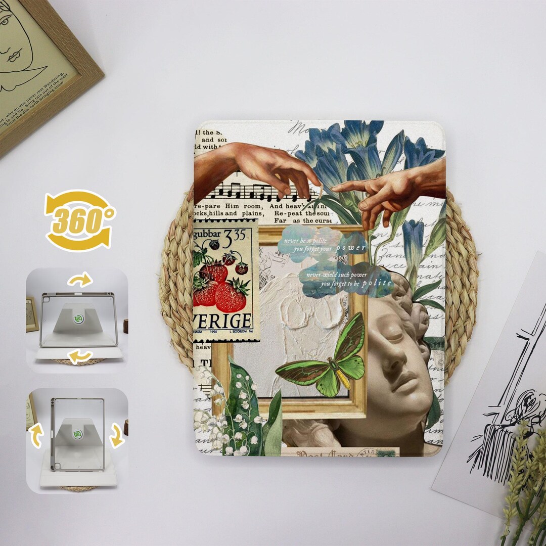 Vintage Aesthetic 360 Degree Rotate Stand iPad Case Cover for iPad 9.7 ...