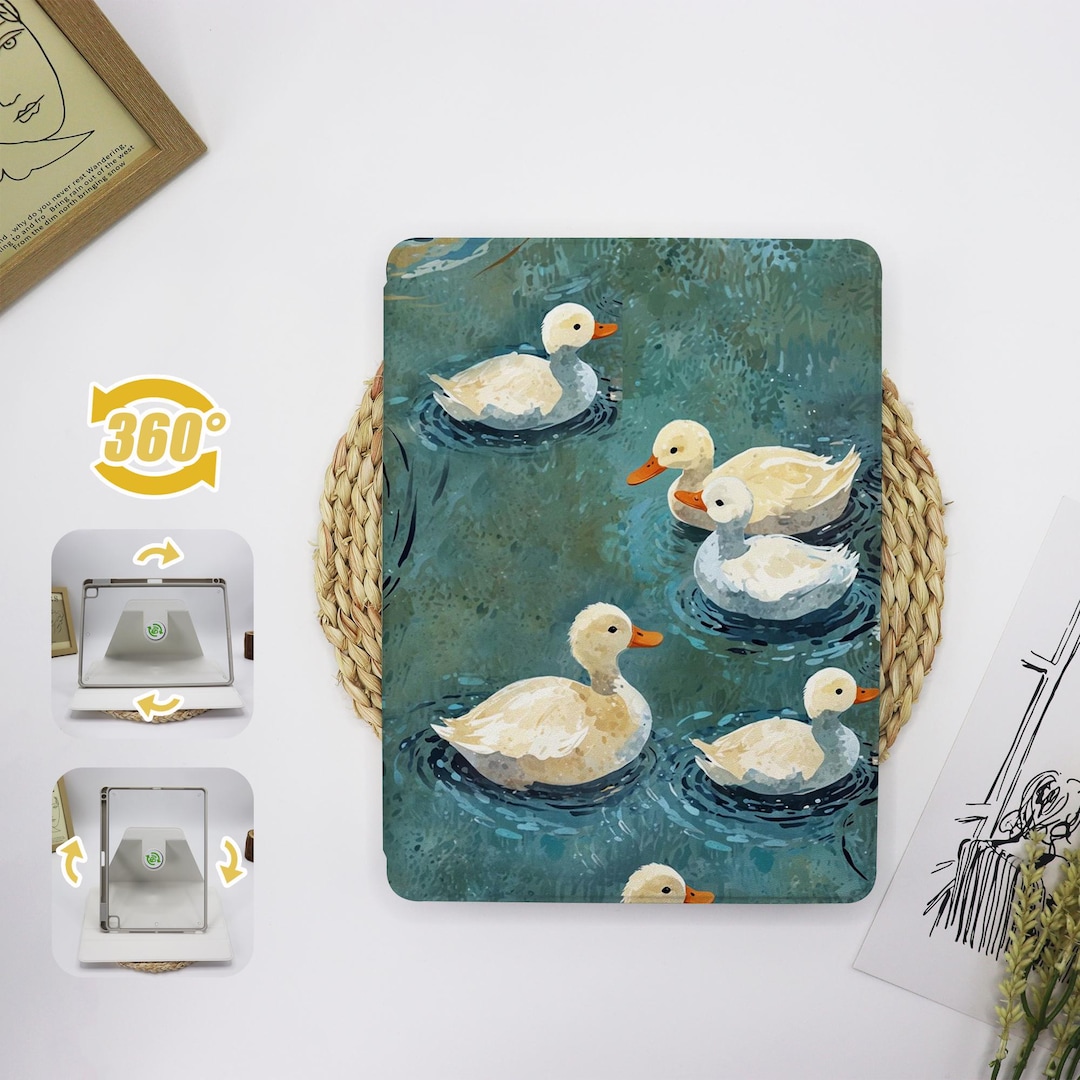 Watercolor Ducks 360 Degree Rotate Stand iPad Case Cover iPad 9.7" 10.2" 10.9" 11" 12.9",ipad ...