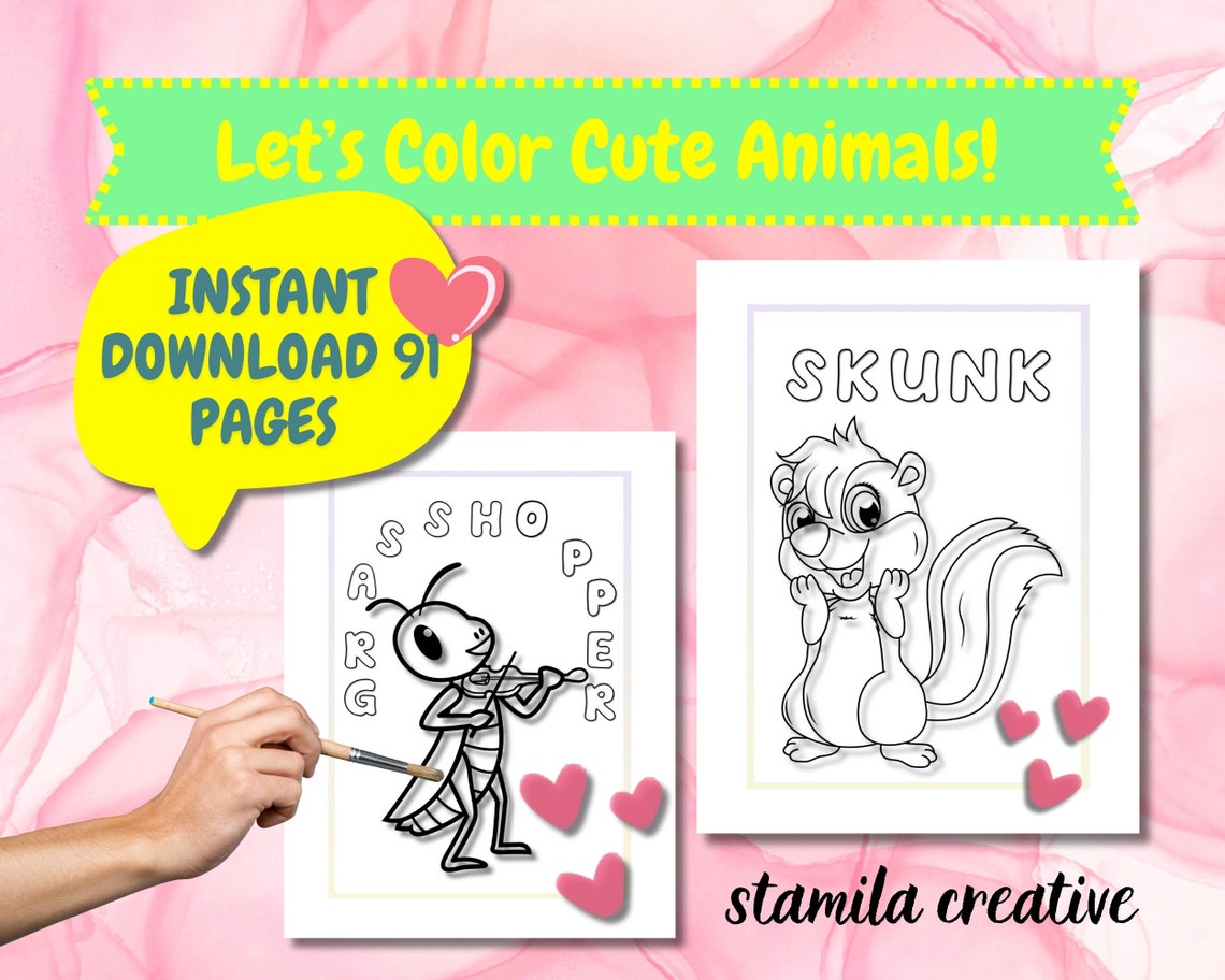 Cute Animal Coloring Pages - 91 Printable Sheets for Kids (PDF Dowmload ...