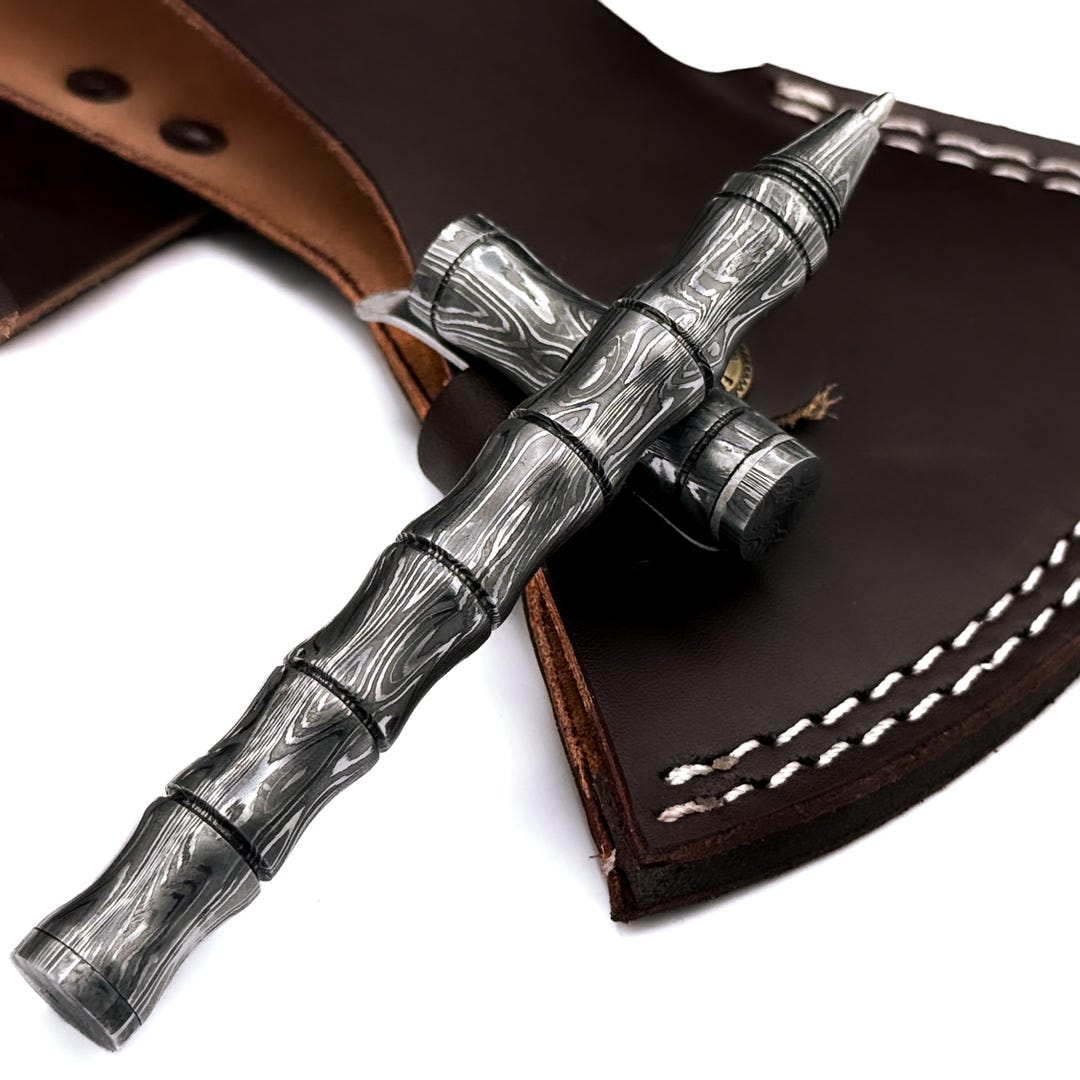 Handmade Damascus Pen, Hand Forged Damascus Steel Ballpoint With Screw ...