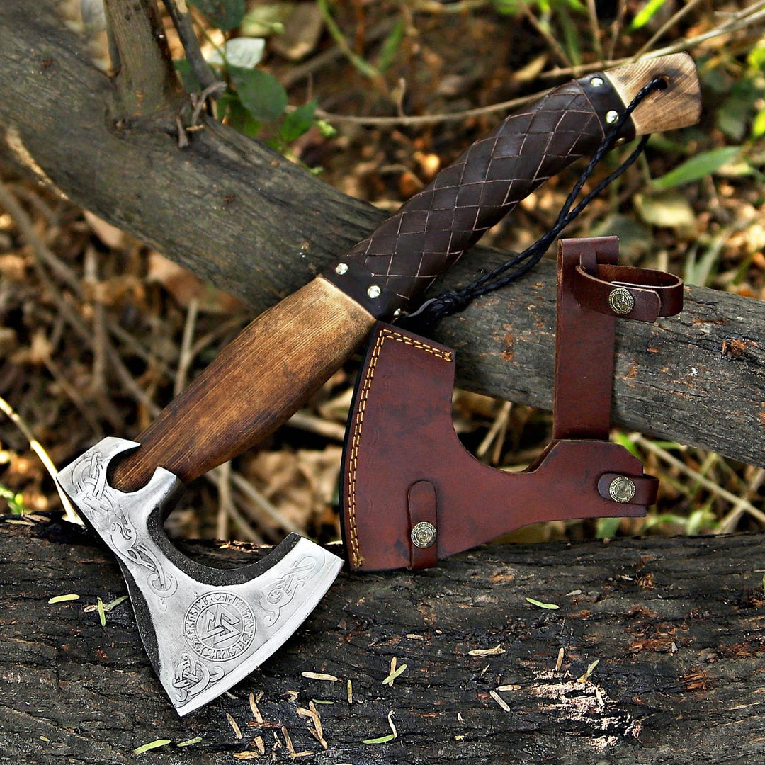 Handmade Viking Axe: Engraved High-carbon Steel, Pakka Wood Handle - Etsy
