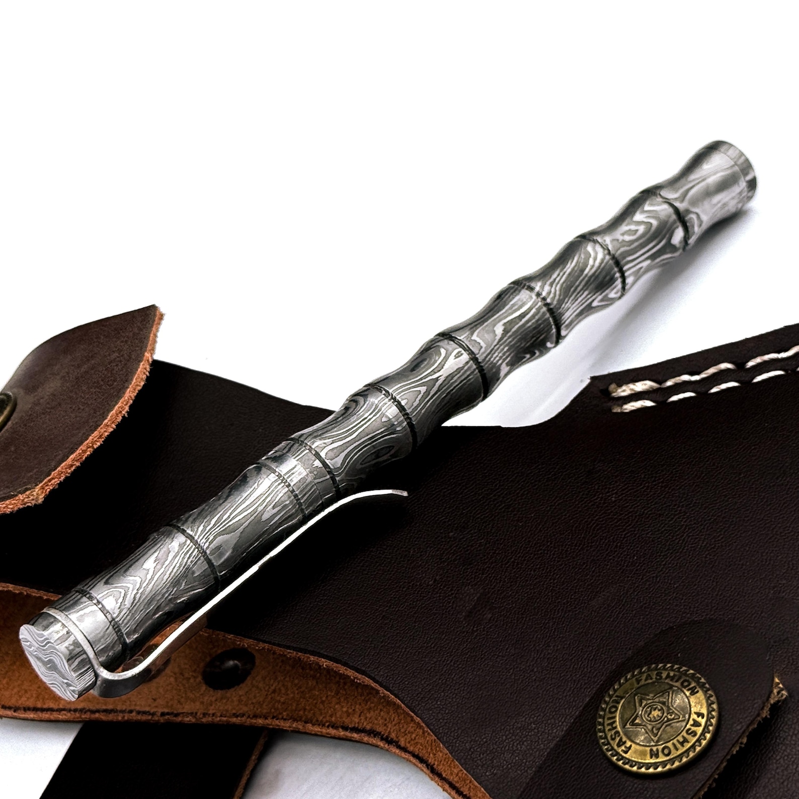 Handmade Damascus Pen, Hand Forged Damascus Steel Ballpoint With Screw ...