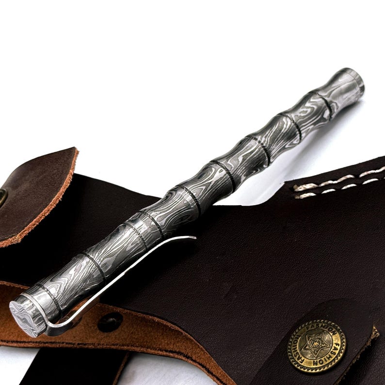 Handmade Damascus Pen, Hand Forged Damascus Steel Ballpoint With Screw ...