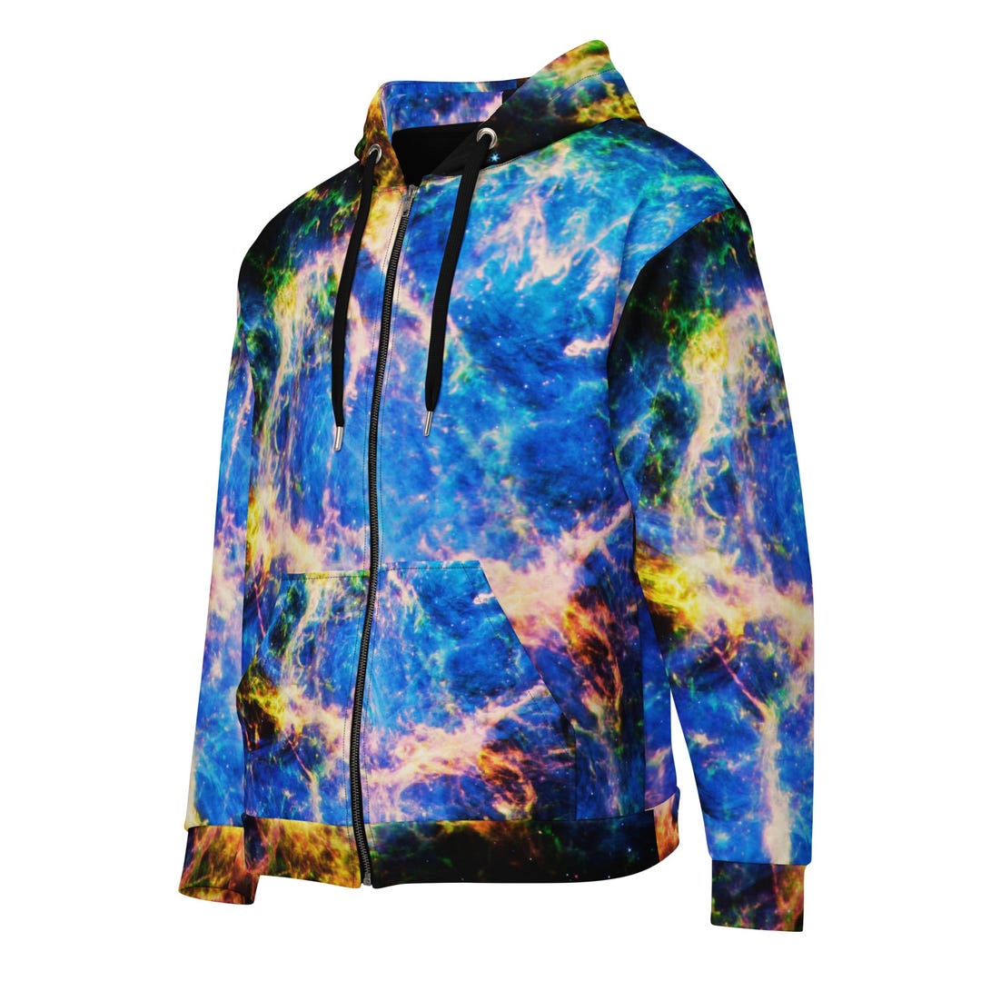 Space Inspired Recycled Zip up Hoodie, Celestial Gift for Nerds, Trendy ...
