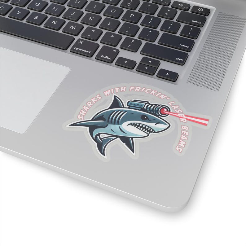 Shark With Laser Beam Kiss Cut Decal - Hilarious Vinyl Sticker for ...