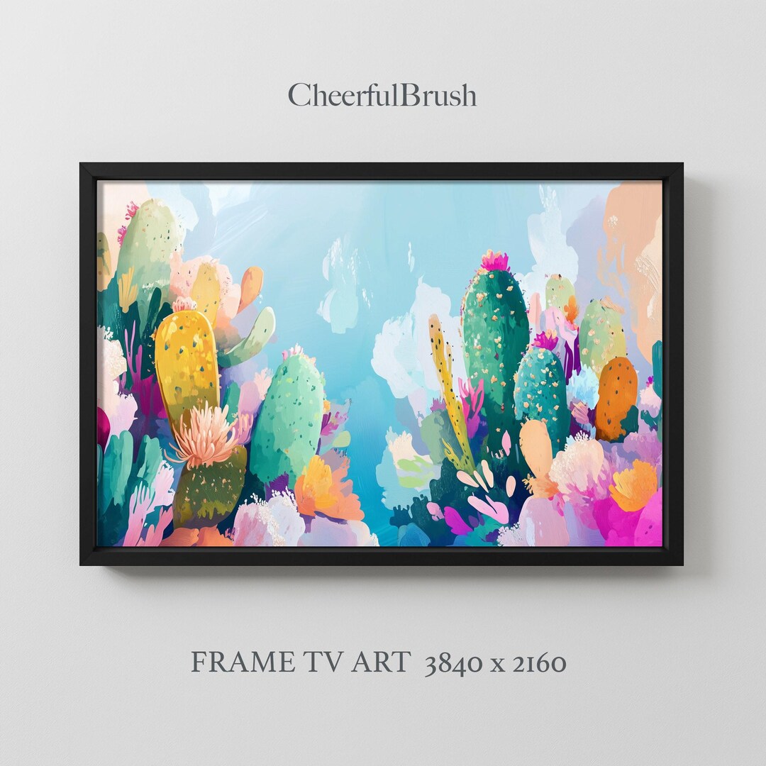 Colorful Cactus Desert Art Samsung Frame TV Digital Download Vibrant ...