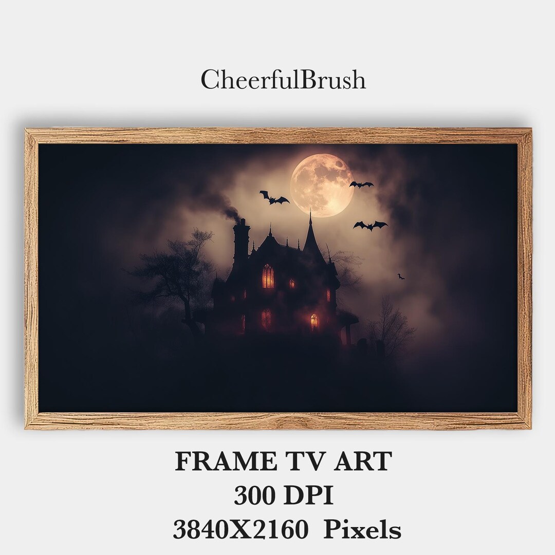 Haunted House Samsung Frame TV Art Spooky Halloween Night Scene With ...
