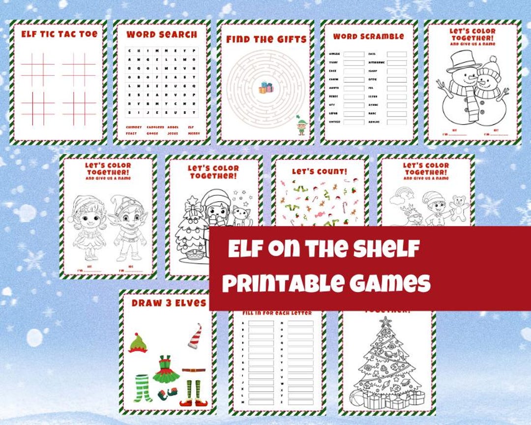 Elf on the Shelf Games, Elf on the Shelf Kit, Elf Printable, Elf on the ...