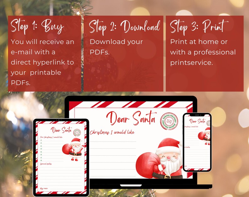 Printable Santa Letter & Christmas Wishlist, Favorite Things List ...