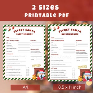 Secret Santa Questionnaire, Secret Santa List, Secret Santa Survey ...