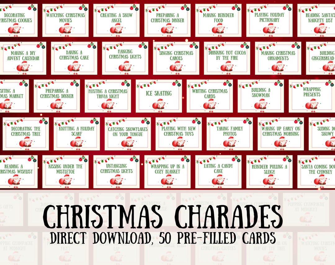 Christmas Charades Game, Christmas Pictionary Adults, Family Christmas ...
