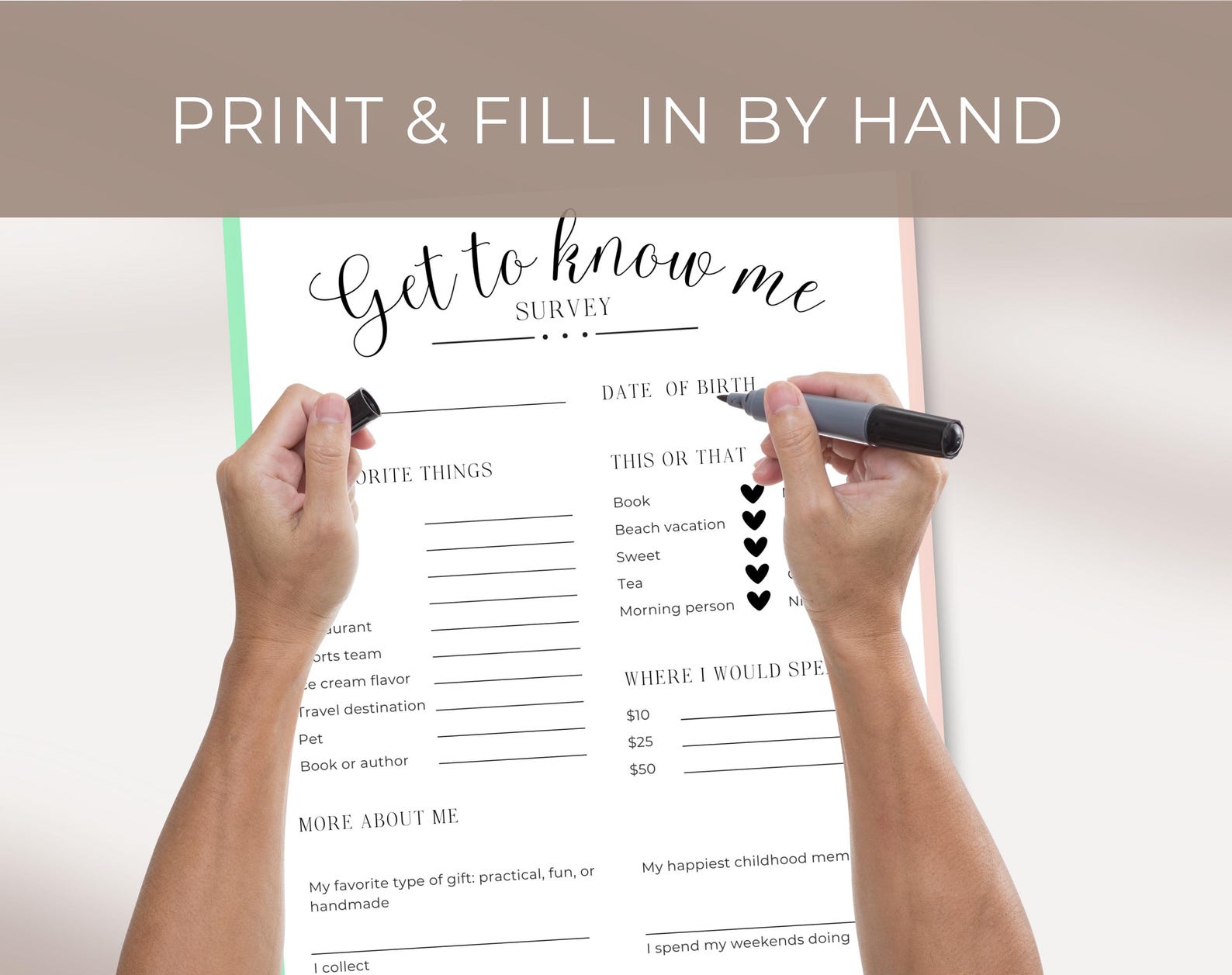 Get to Know You Questionnaire, All About Me Printable, Favorite Things ...
