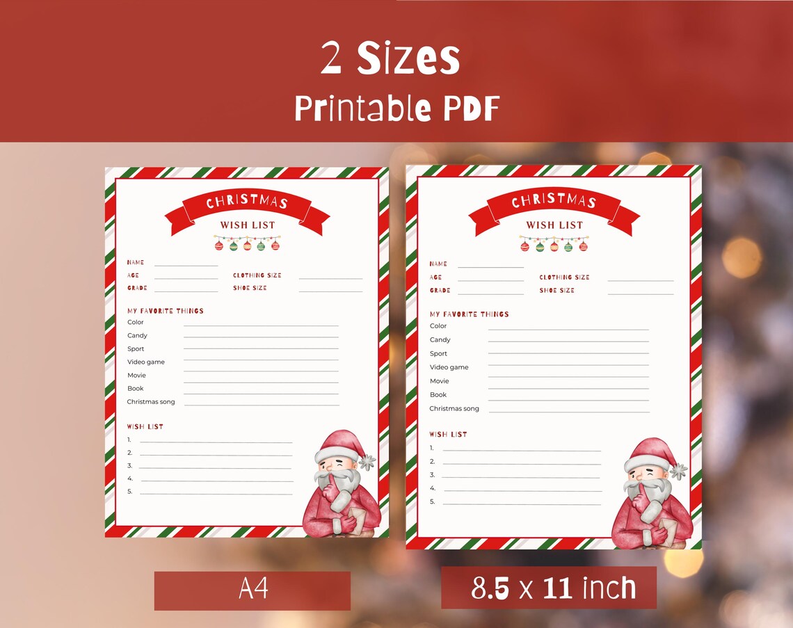 Christmas Wish List, My Favorite Things List, Wishlist Template ...