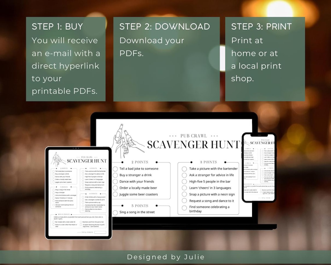Pub Crawl Scavenger Hunt Printable, Bar Scavenger Hunt, Pub Crawl Game ...