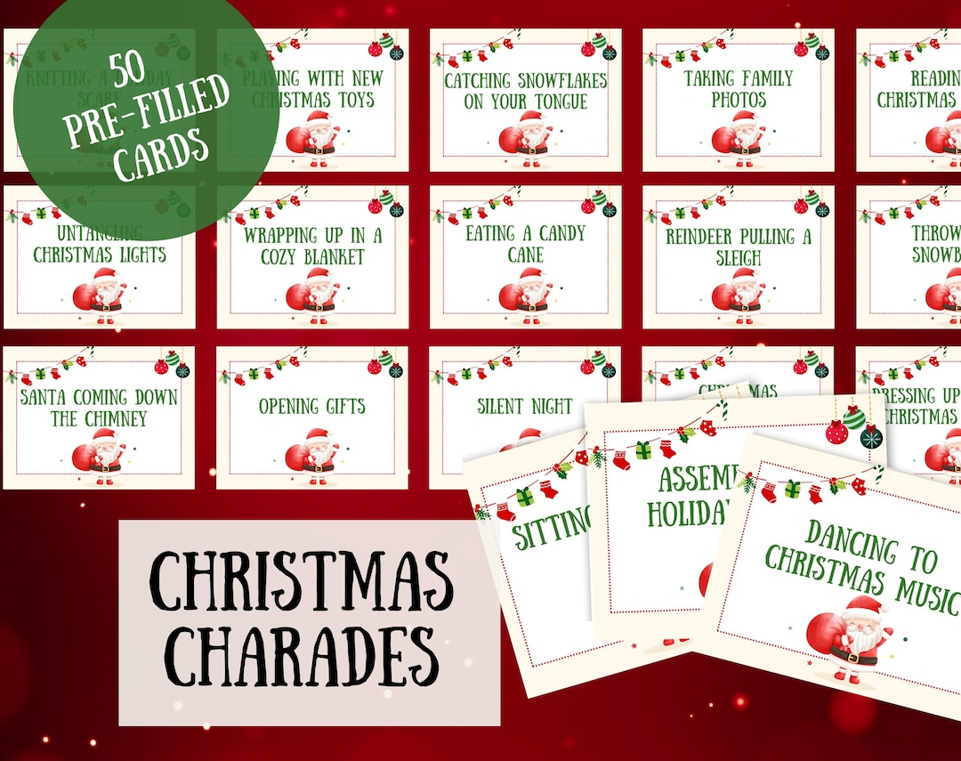 Christmas Charades Games, Holiday Pictionary Adult, Xmas Family Games ...