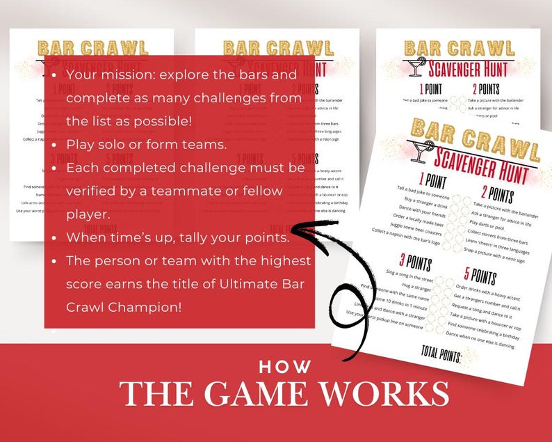 Bar Crawl Scavenger Hunt Printable, Bar Scavenger Hunt, Pub Crawl Games ...