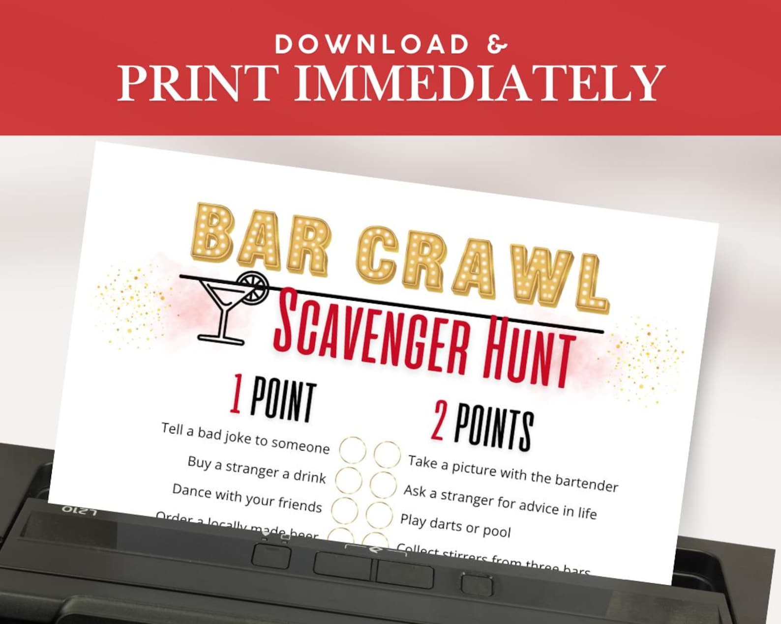Bar Crawl Scavenger Hunt Printable, Bar Scavenger Hunt, Pub Crawl Games ...