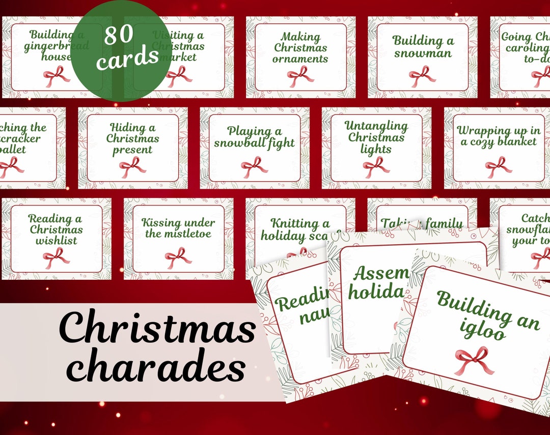 Christmas Charades Games, Holiday Pictionary Adult, Xmas Family Games ...