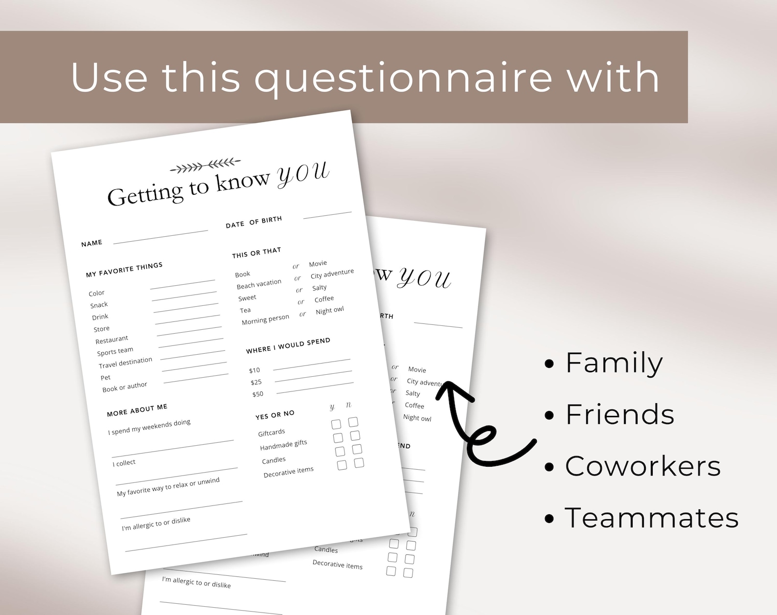 Get to Know Me Questionnaire, All About Me Printable, Favorite Things ...