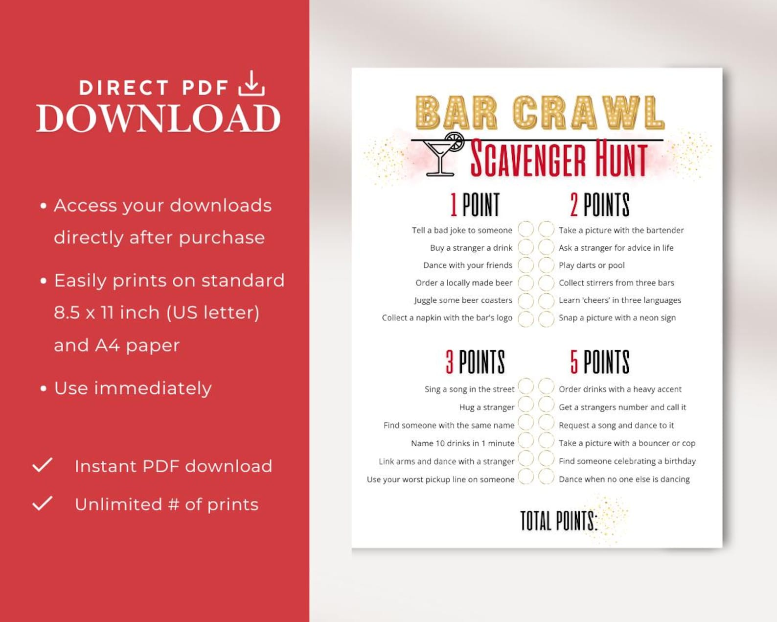 Bar Crawl Scavenger Hunt Printable, Bar Scavenger Hunt, Pub Crawl Games ...