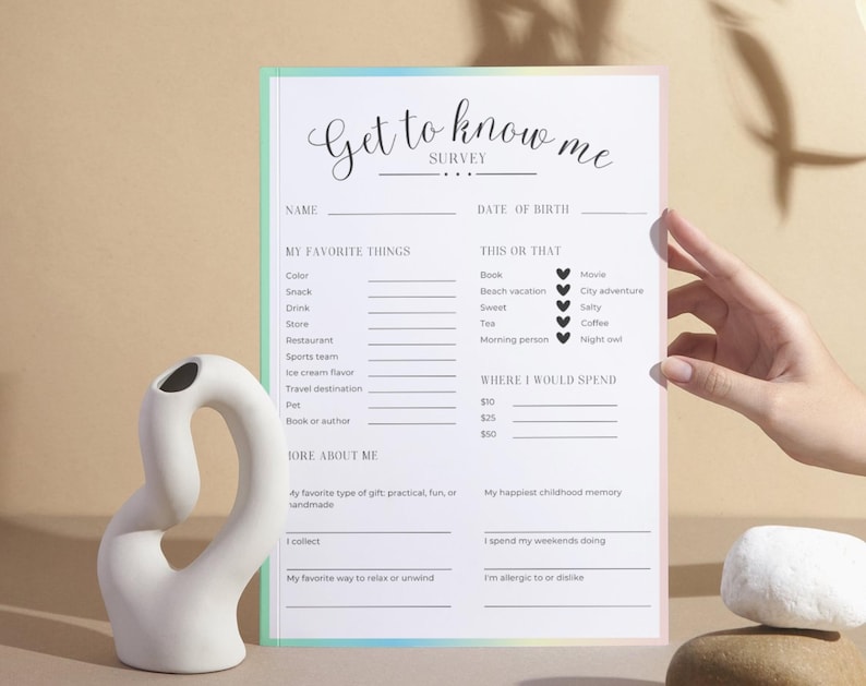 Get to Know Me Survey Printable, Team Building Questionnaire (PDF ...