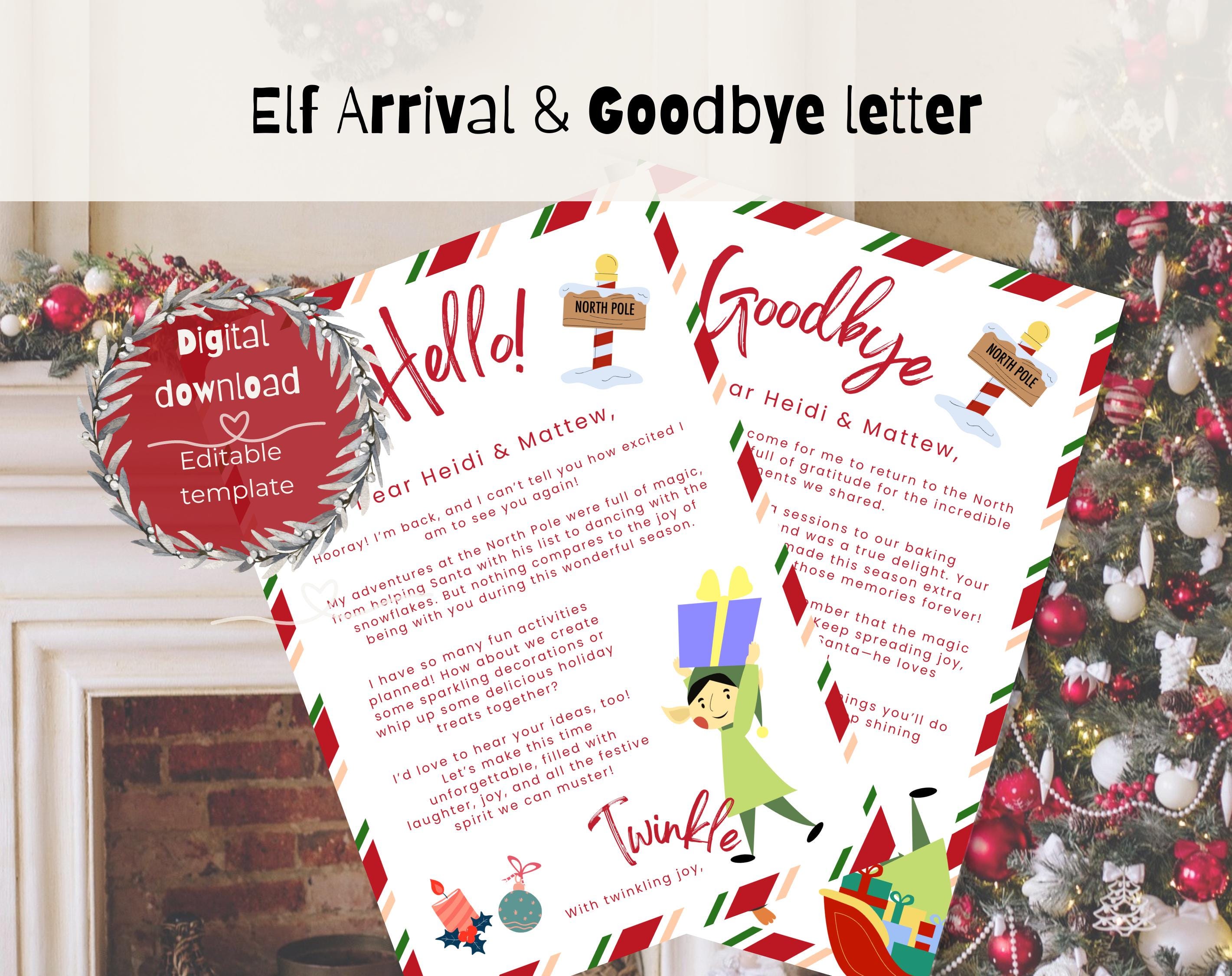 Goodbye Elf Letter, Elf on the Shelf Letter, Elf on the Shelf Arrival ...