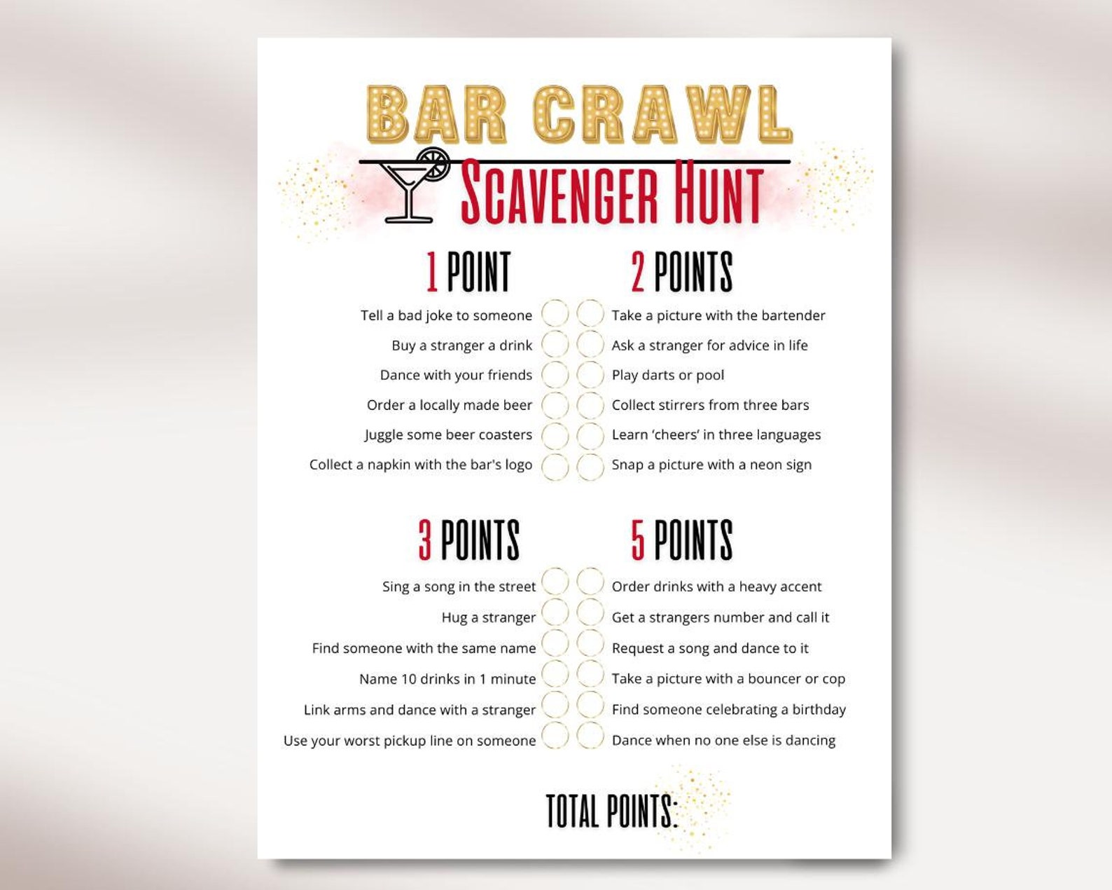 Bar Crawl Scavenger Hunt Printable, Bar Scavenger Hunt, Pub Crawl Games ...