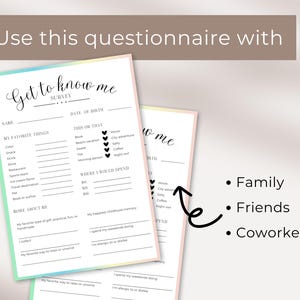 Get to Know You Questionnaire, All About Me Printable, Favorite Things ...