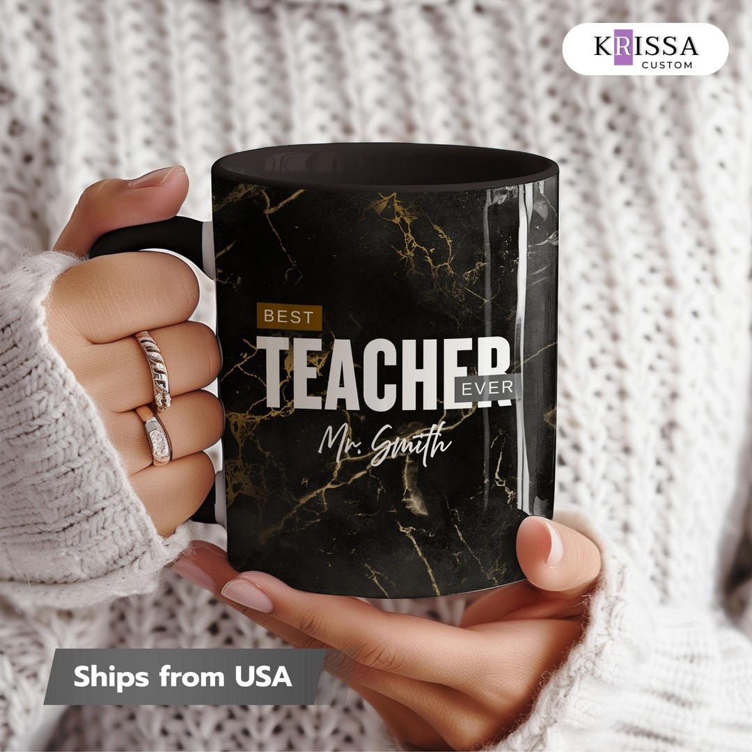 Taza personalizada de agradecimiento al maestro: taza de café de mármol ...