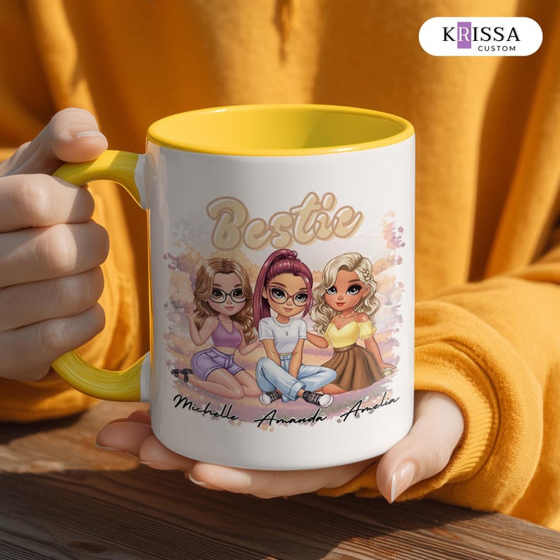 Custom Friend Mug – Personalized Cartoon Bestie Gift - Etsy