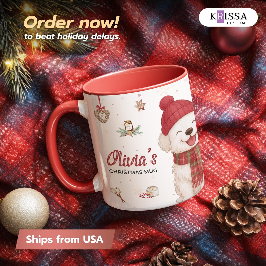 Personalized Christmas Dog Mug – Custom Holiday Coffee Cup Gift for Her ...