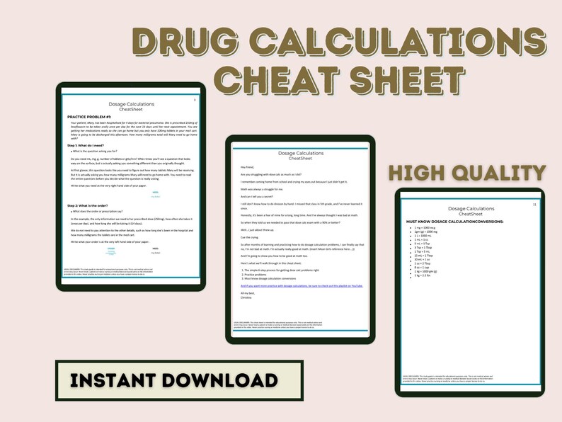 Drug Calculations Cheat Sheet for Nursing Students | Dosage ...