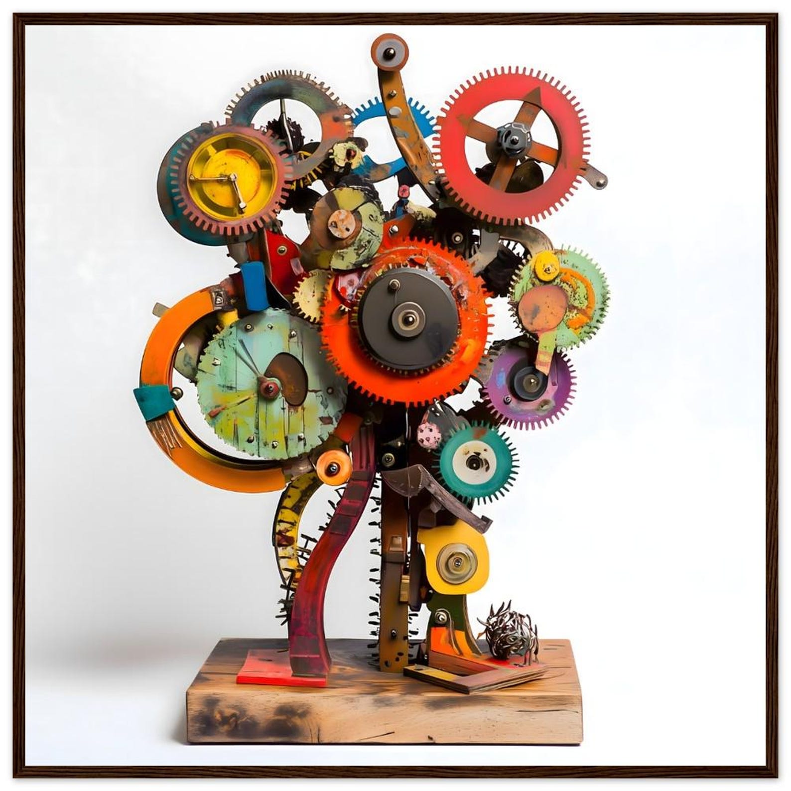 Mechanical Bloom Sculpture Gears Cogs Vibrant Colorful Industrial Tree ...