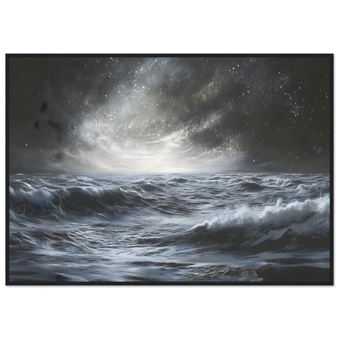 Celestial Waves Ocean Night Sky Seascape Stars Water Dark Serene ...