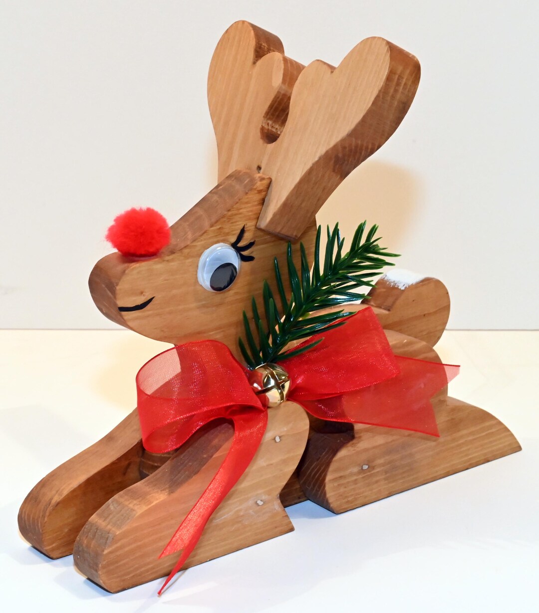 Sitting Rudolph the Red Nosed Reindeer Wooden Christmas Decoration - Etsy