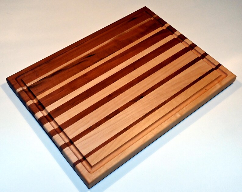 Solid Wood Stripped Cutting Boards With Recessed Handles, Drip Edge and ...