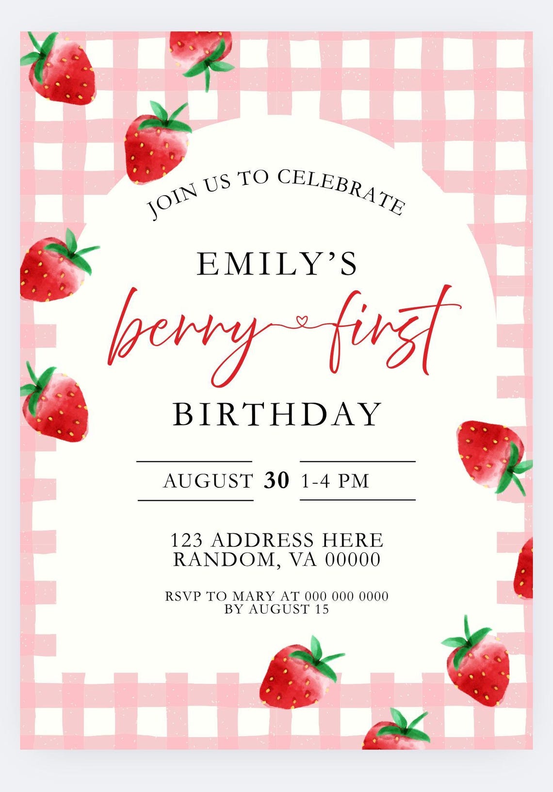 Berry First Birthday Invitation - Pink - Etsy