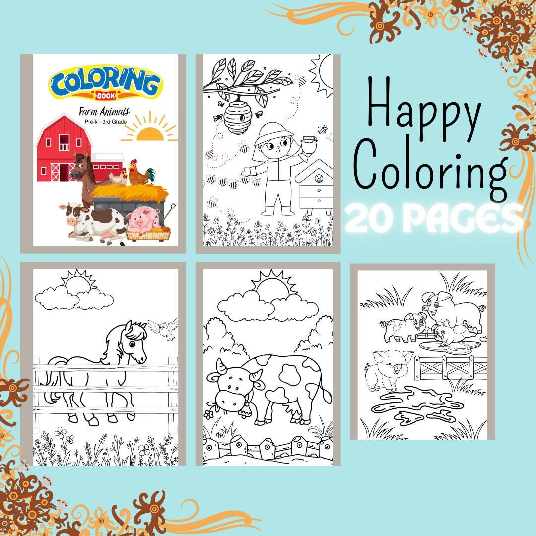 20 Coloring Farm Animals Printable Sheets for Kids Coloring Pages All ...