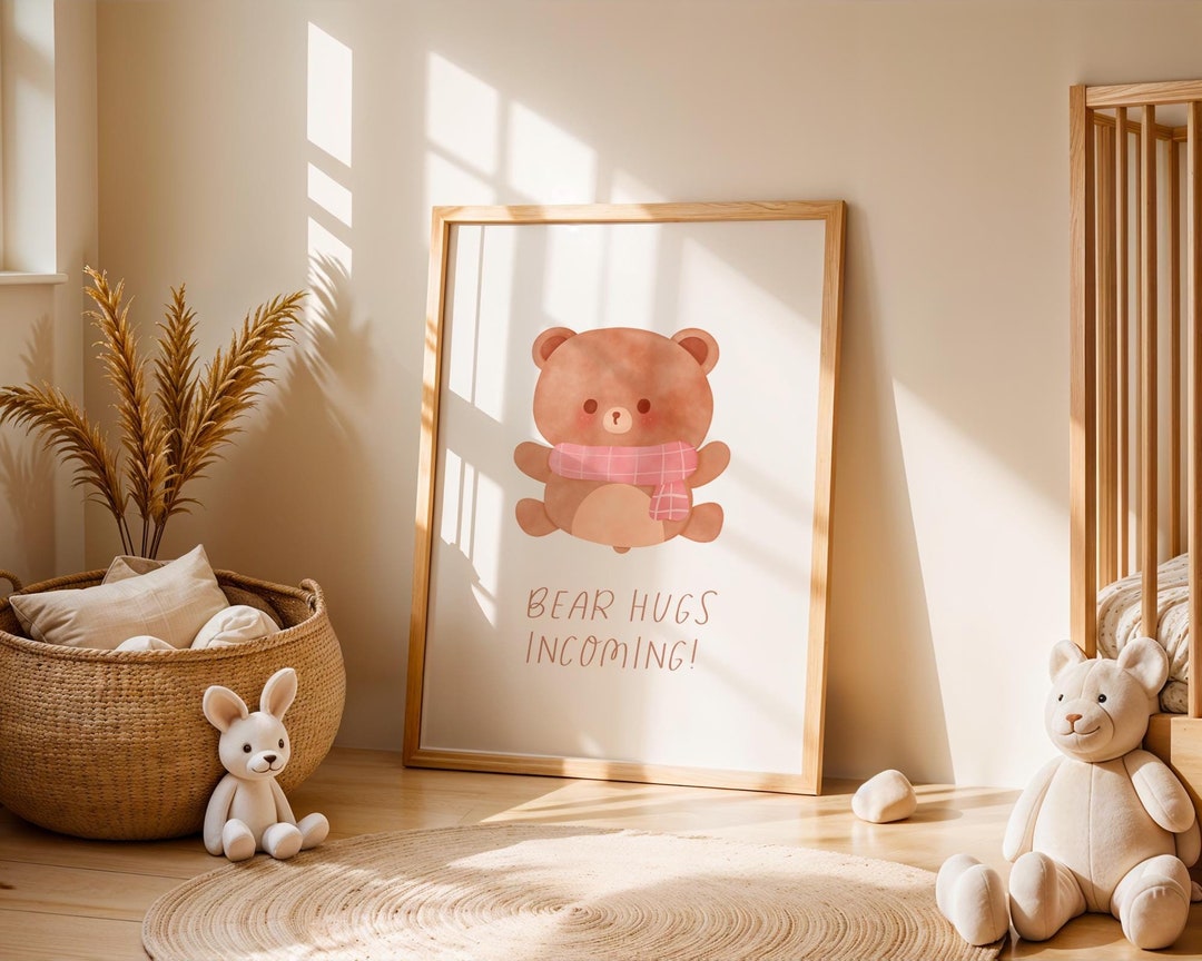 Bear Hugs Incoming Printable Art, Cute Bear Wall Art, Kids Room Decor ...