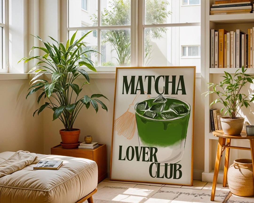 Matcha Lover Poster, Matcha Green Cup, Matcha Kitchen Decor, Dopamine ...