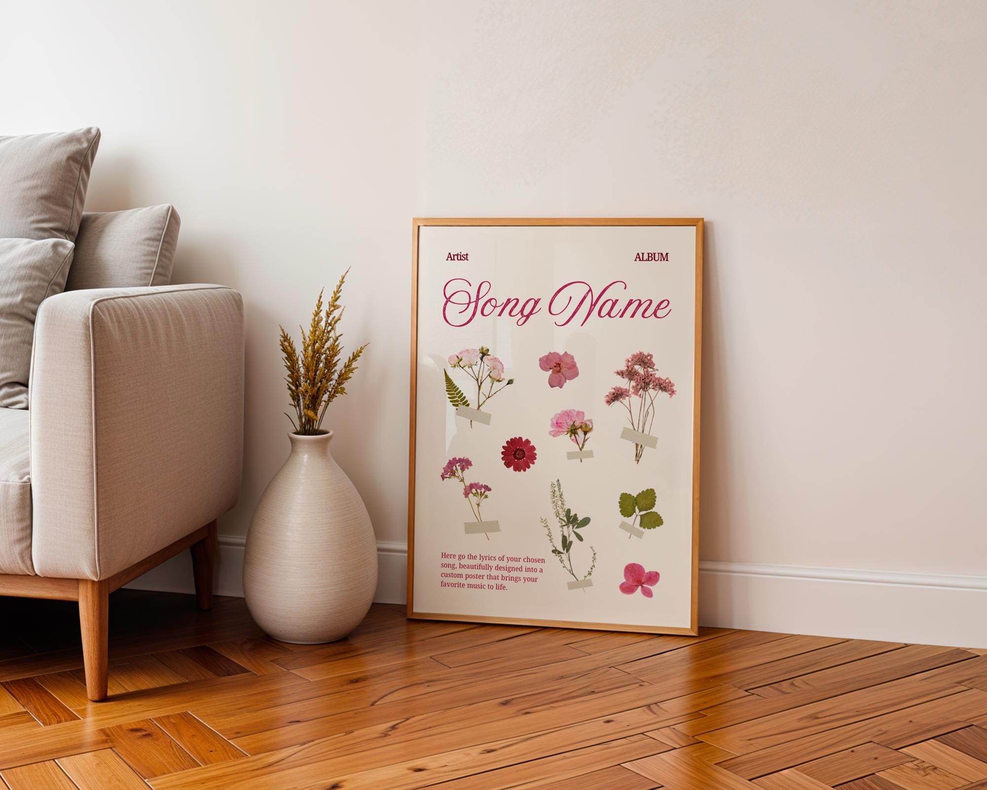 Custom Song Poster, Custom Poem Print, Song Lyric Wall Art, Pink ...