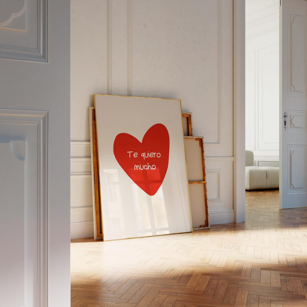 Te Quiero Mucho Red Typography Print, Spanish I Love You Signage ...