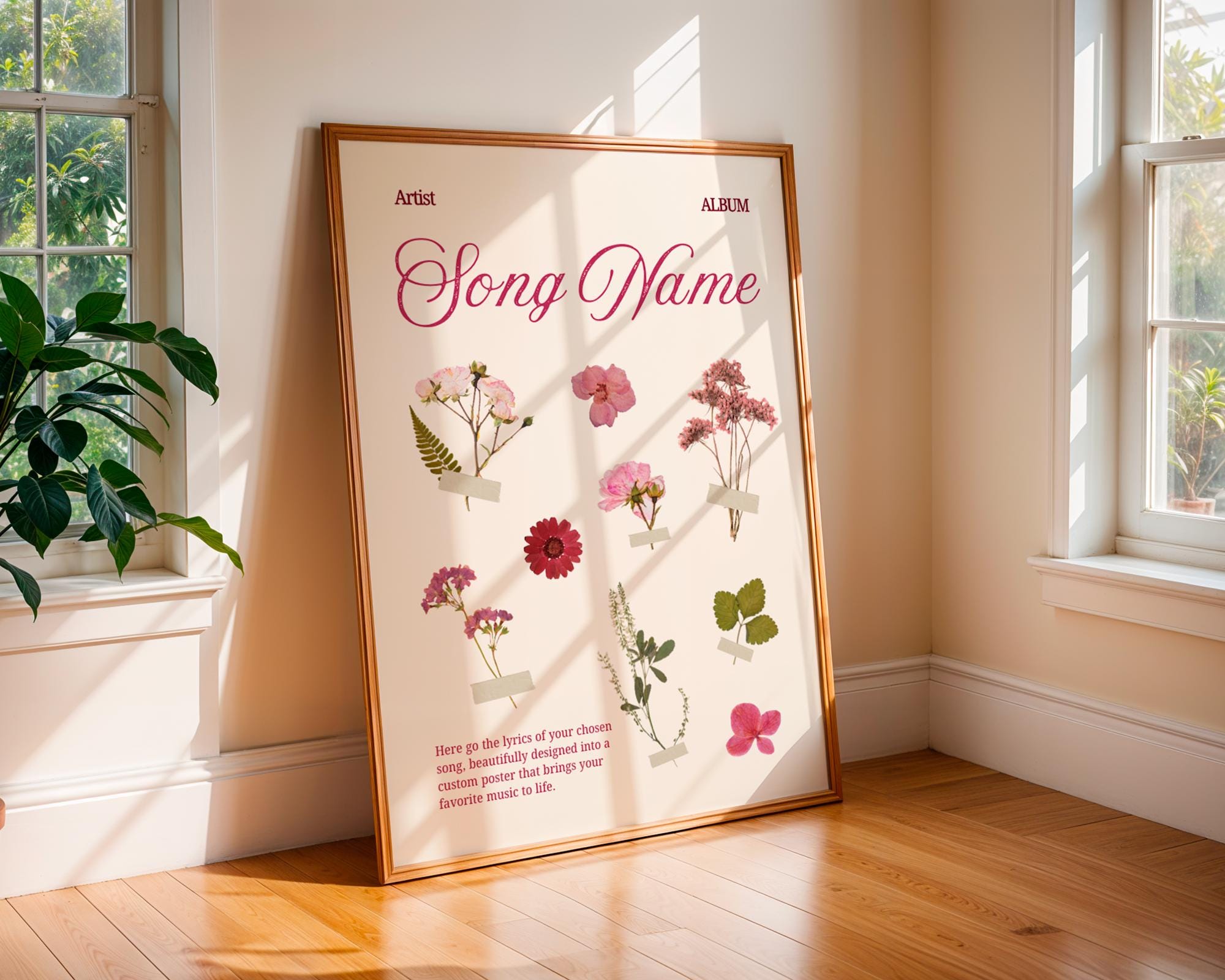 Custom Song Poster, Custom Poem Print, Song Lyric Wall Art, Pink ...