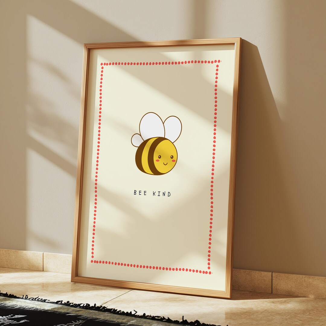 Bee Kind Printable Art Cute Bee Wall Art Inspirational Quote Print Kids ...