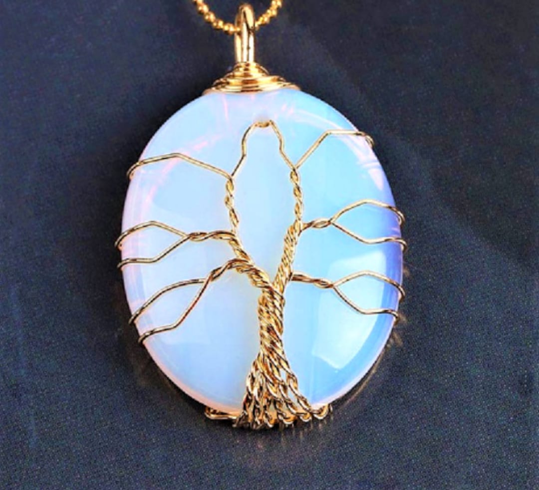 Tree of Life, Moon Stone, Wire Wrap, Gold Tone, Handmade - Etsy