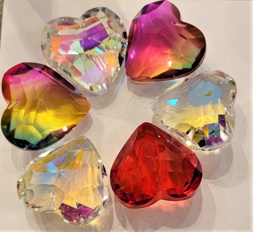 Stunning Faceted Large Glass Heart . Drilled 8 Colors - Etsy