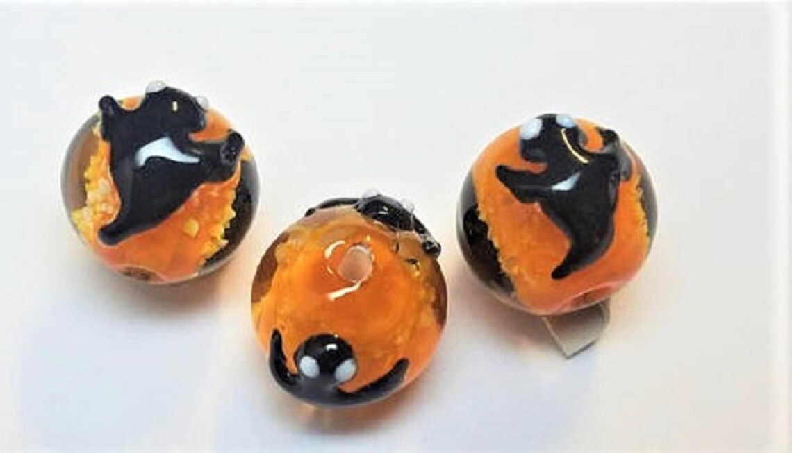 Glow in the Dark Ghost Lampwork Beads 2pc | Etsy