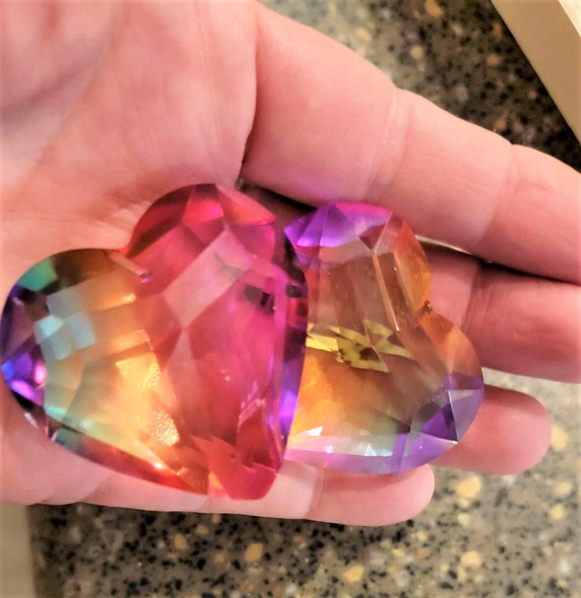 Stunning Faceted Large Glass Heart . Drilled 8 Colors - Etsy