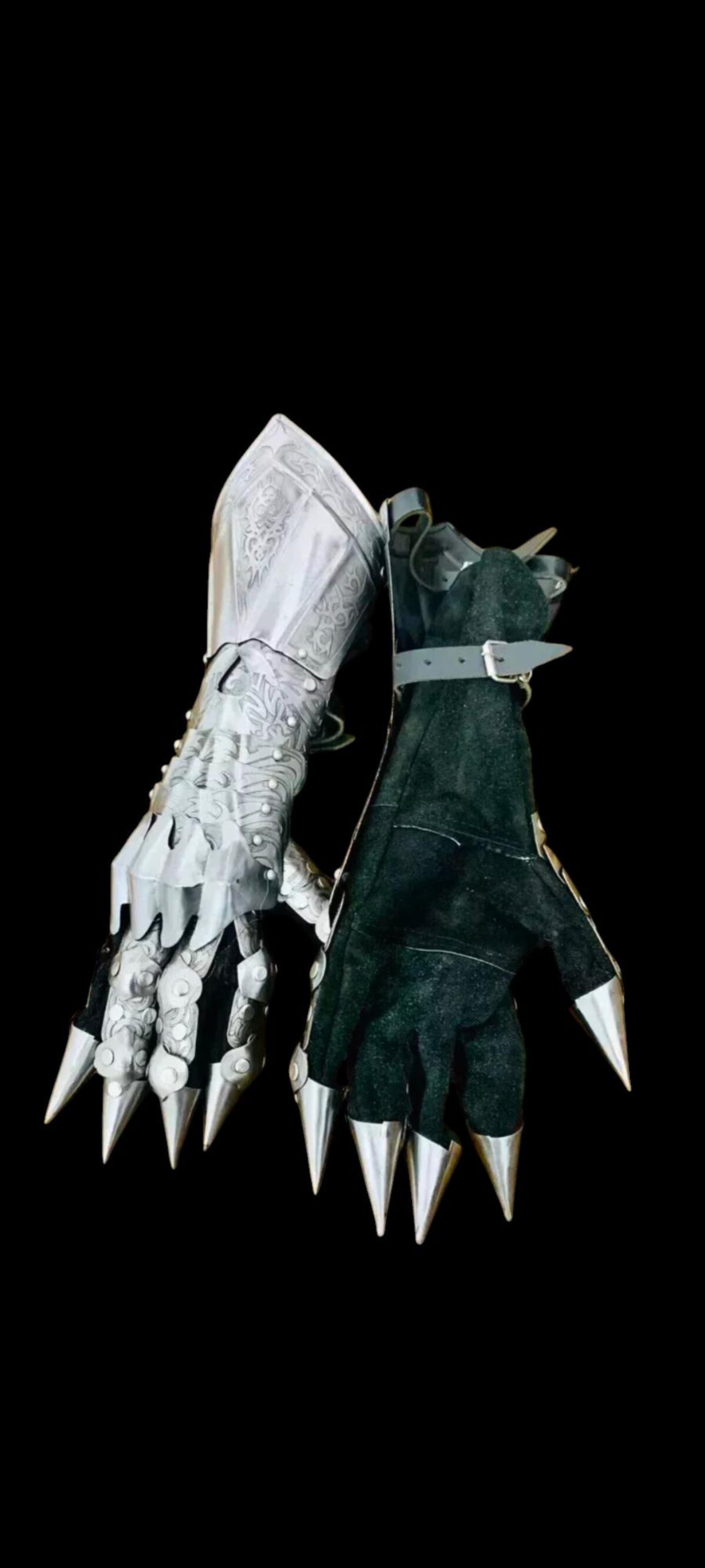 Steel Gauntlets Armor Medieval Armor Gauntlets Silver Color Nazgul ...